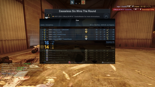 Ceaseless Six CS:GO vs Ixus - Match Details - Lanmania Industrial Edition